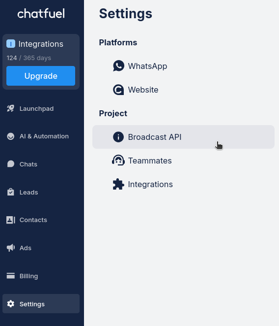 Crear contactos en Chatfuel vía API