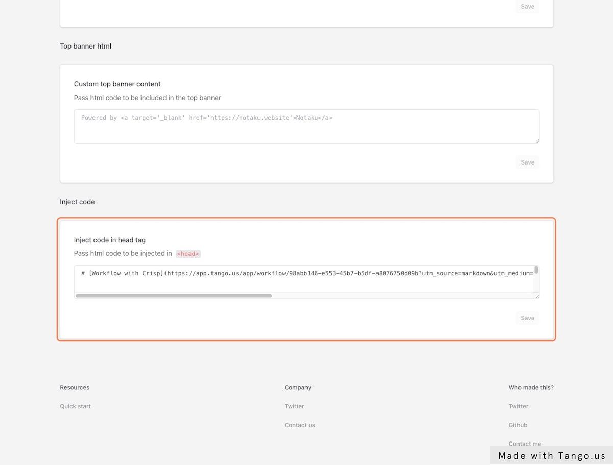 Crisp live chat - Notaku Docs