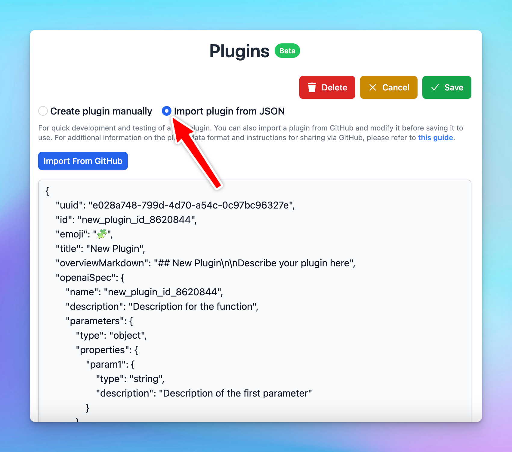 Share / Import plugins