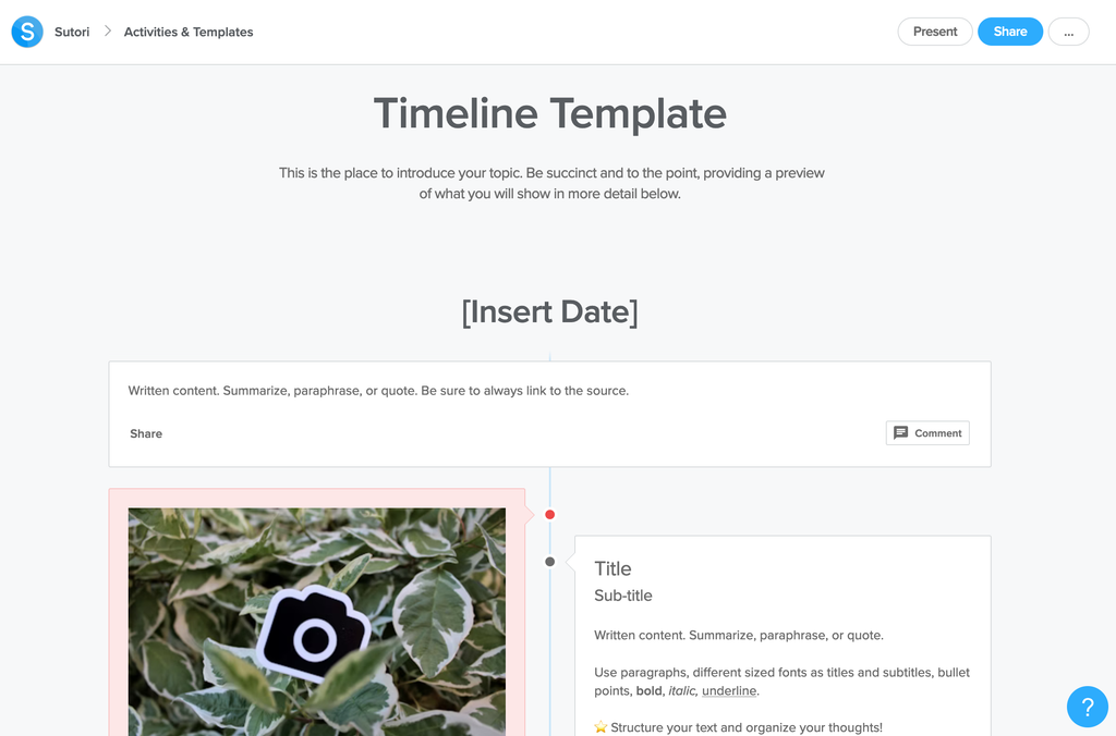 Vertical timeline template - Sutori