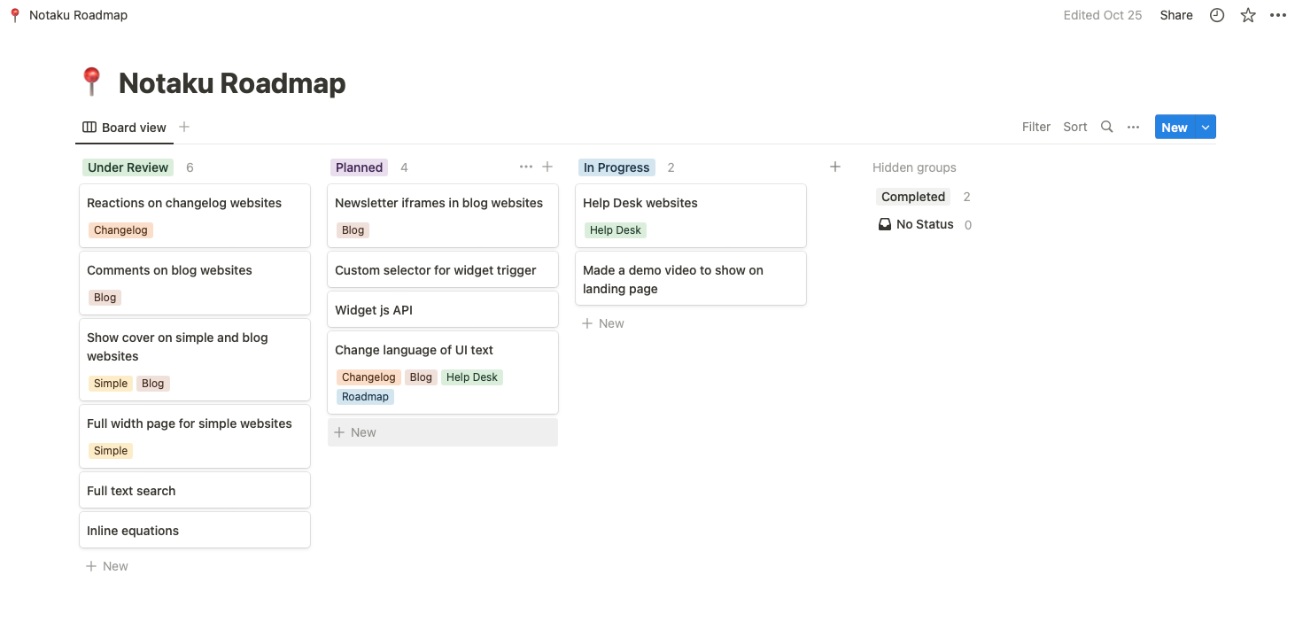 How to create a roadmap website with Notion - Notaku Blog
