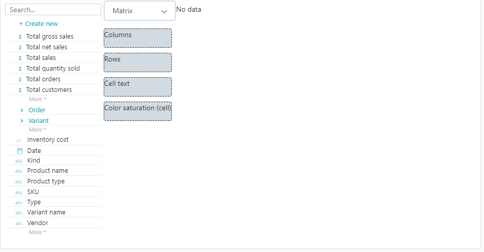 Configuring a matrix report Configuring a matrix report