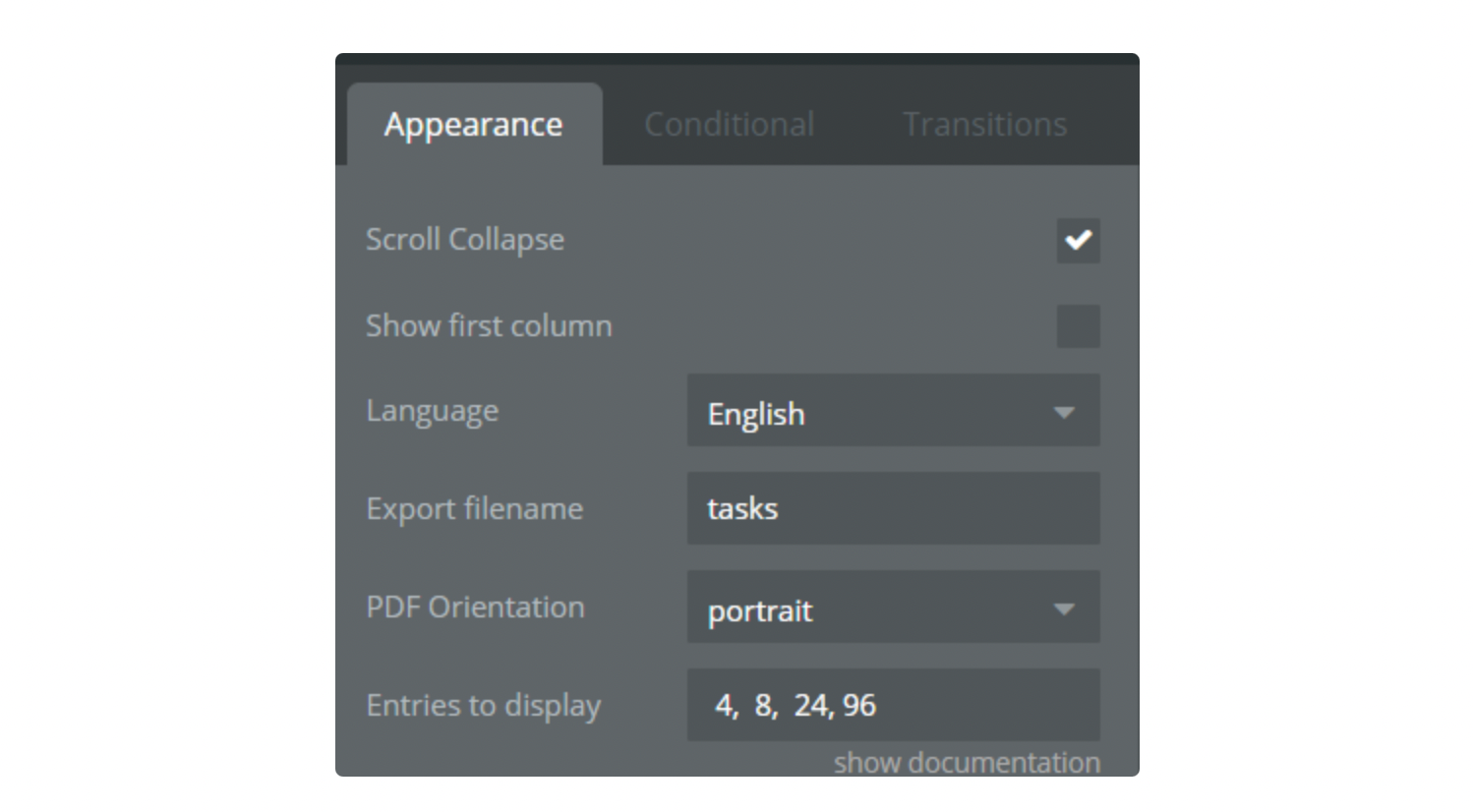 "Excel" Table / Data / Grid