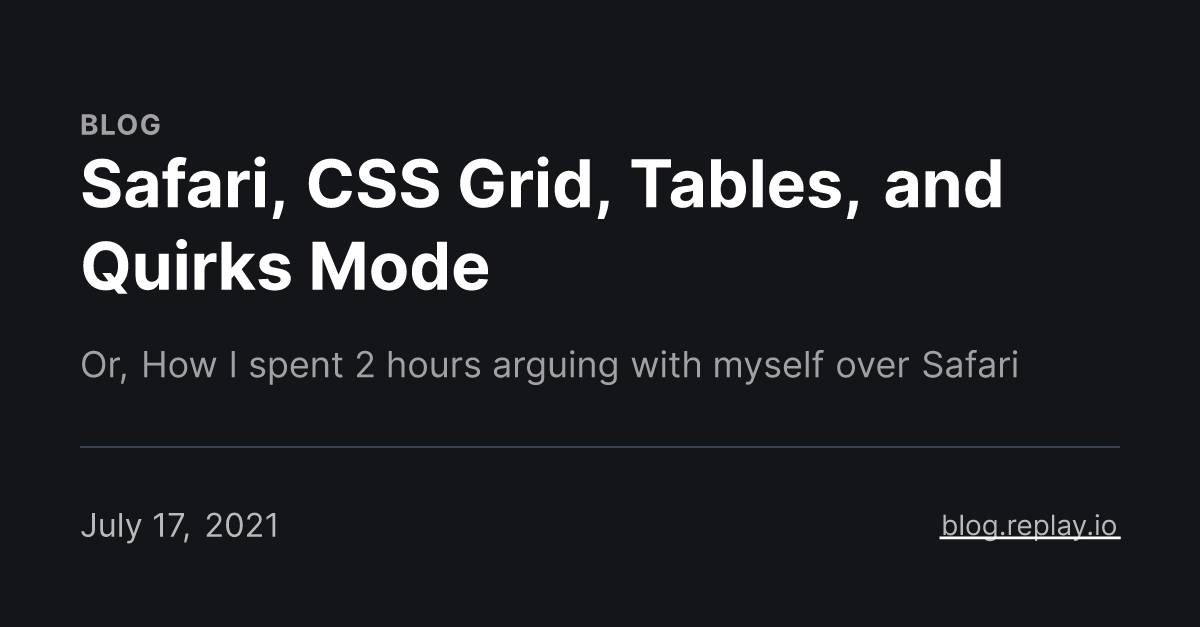 Safari, CSS Grid, Tables, and Quirks Mode