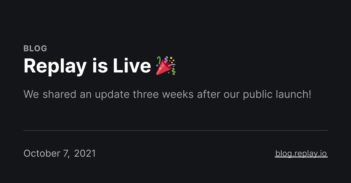 Replay is Live 🎉