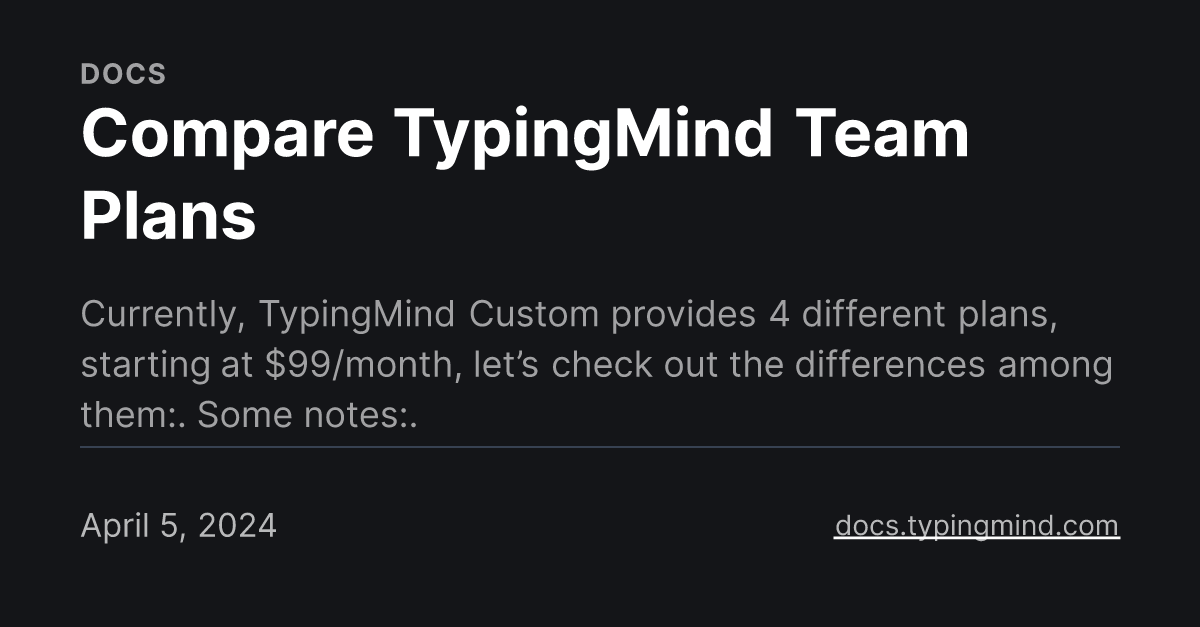 Compare TypingMind Team Plans
