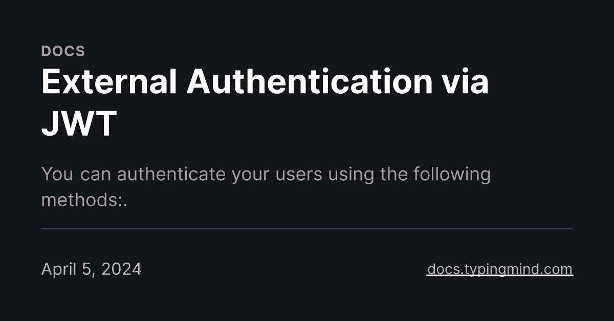 External Authentication via JWT