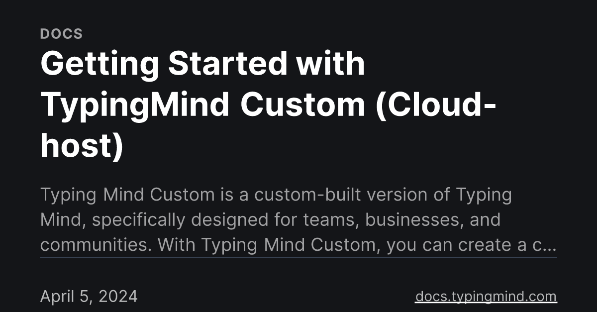 Getting Started with TypingMind Custom (Cloud-host)