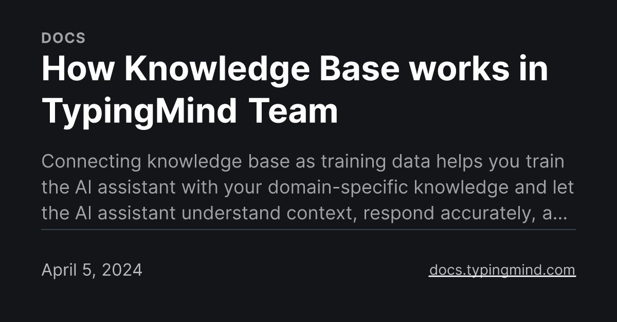 How Knowledge Base works in TypingMind Team