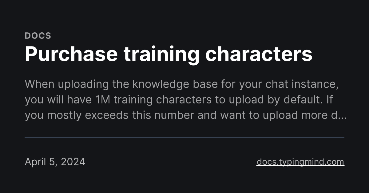 Purchase training characters