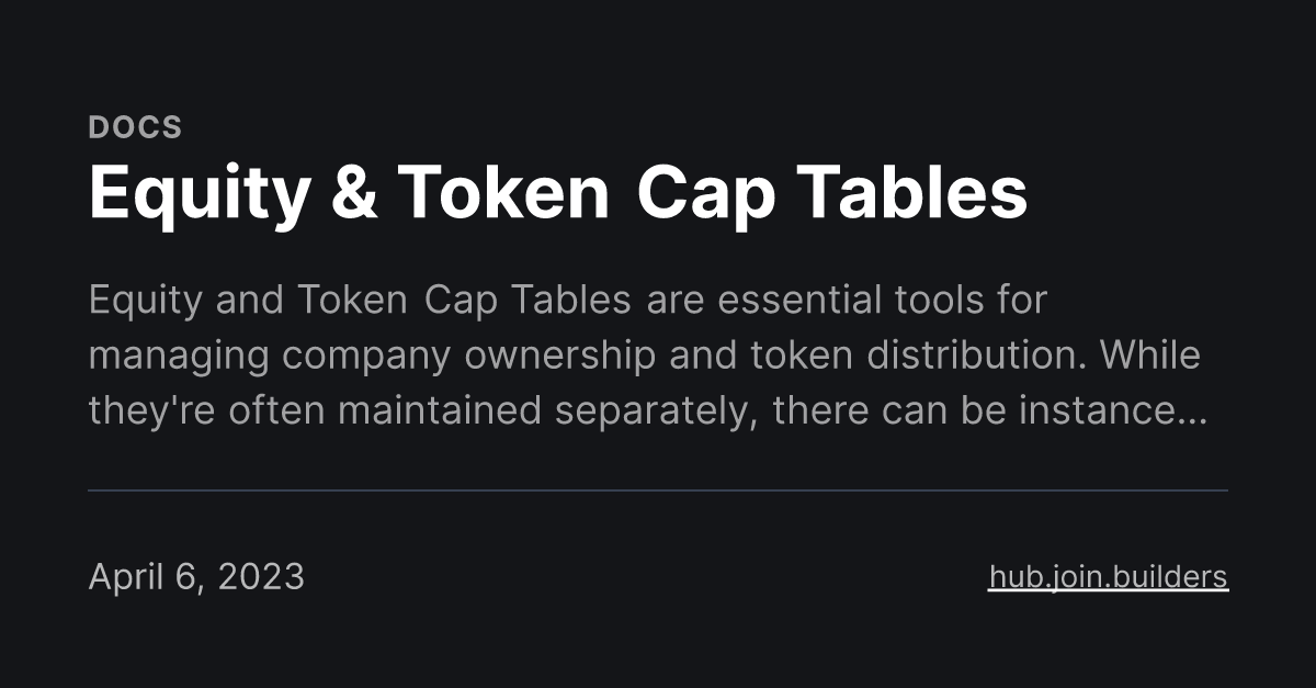 Equity & Token Cap Tables