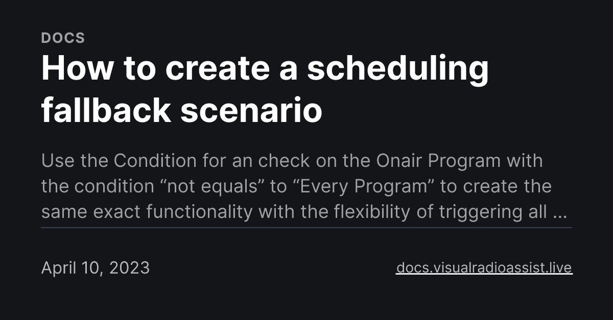 How to create a scheduling fallback scenario