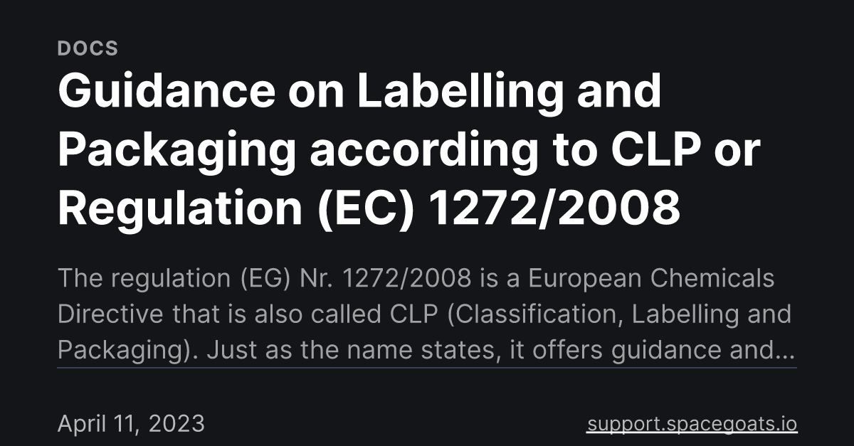 Guidance on Labelling and Packaging according to CLP or Regulation (EC ...