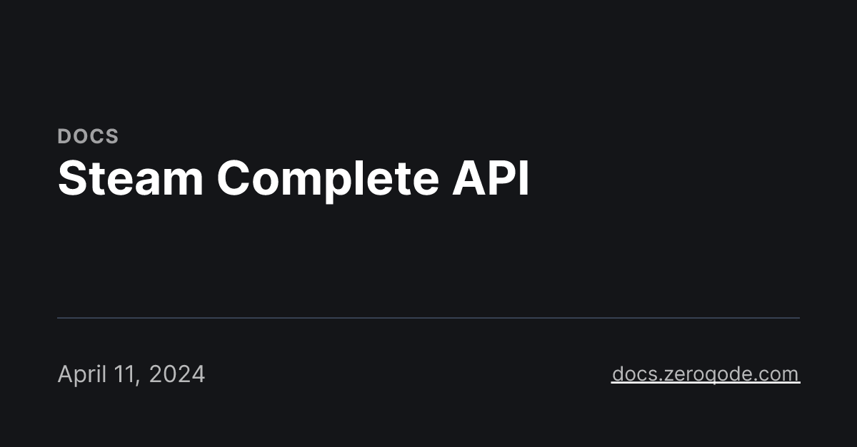 Steam Complete API