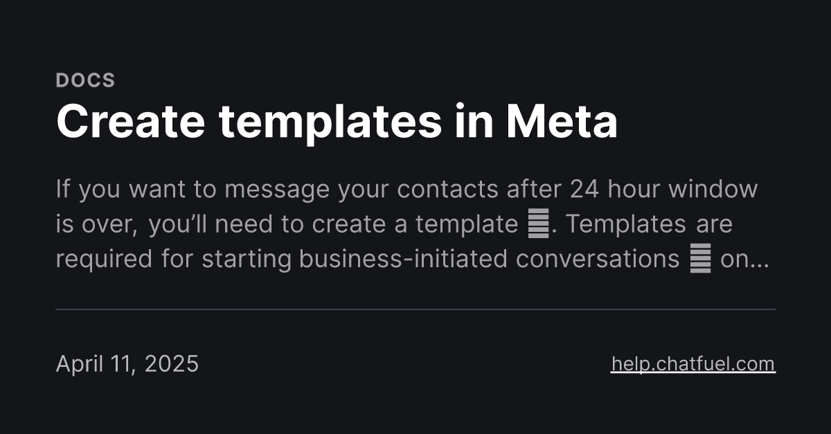 Create templates in Meta