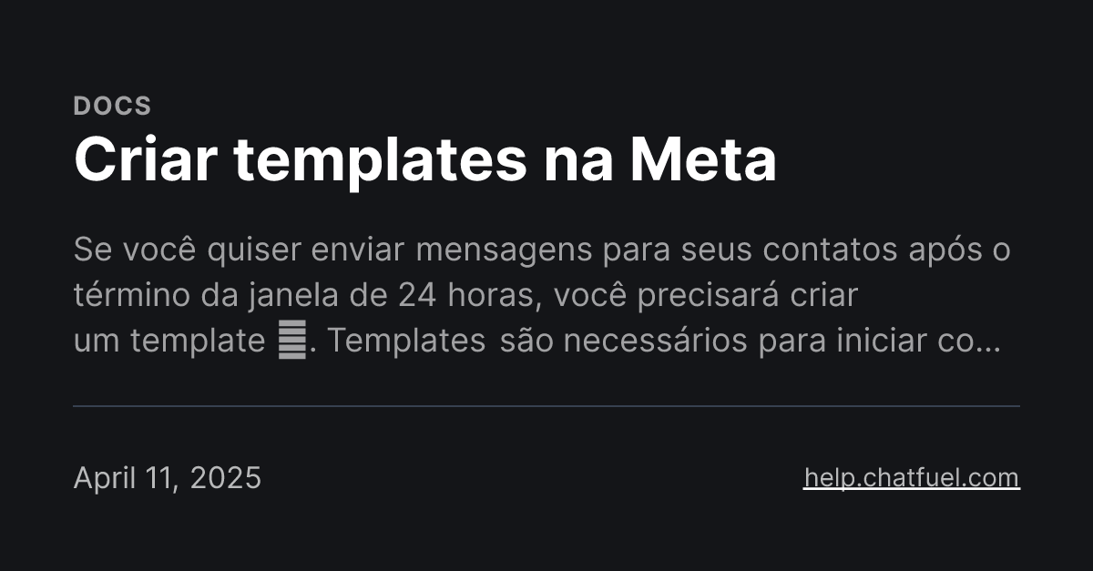Criar templates na Meta
