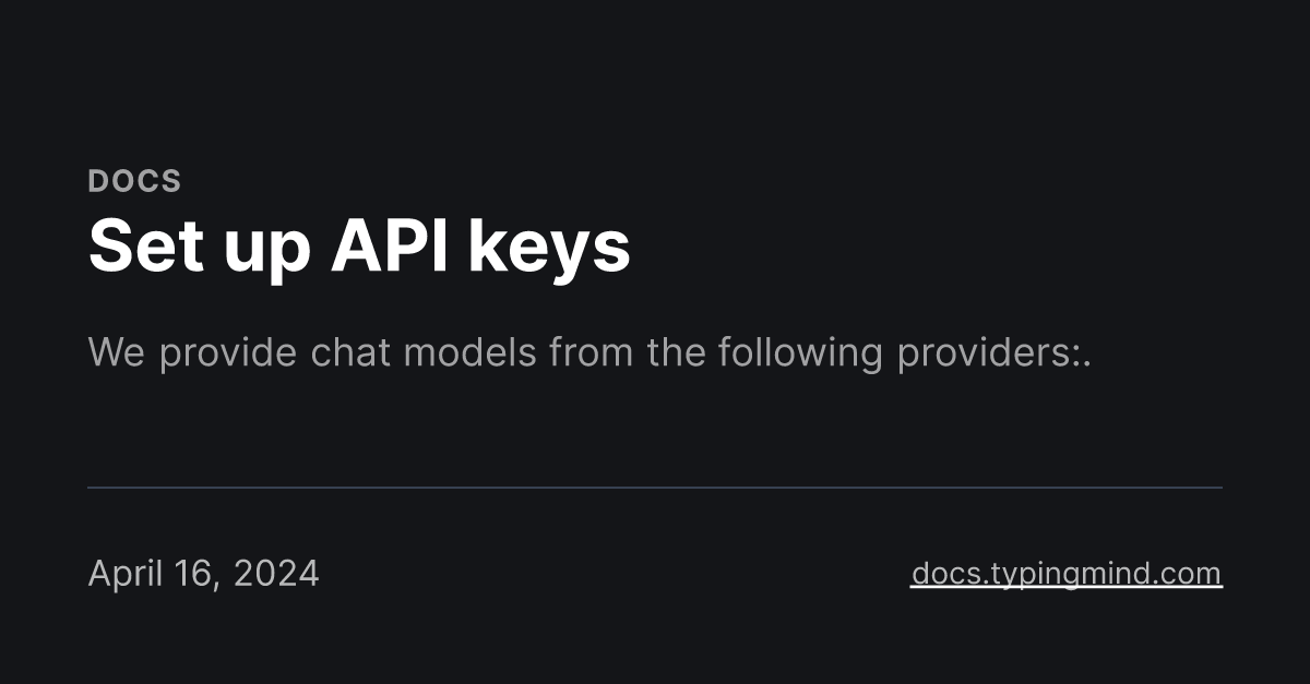 Set up API keys