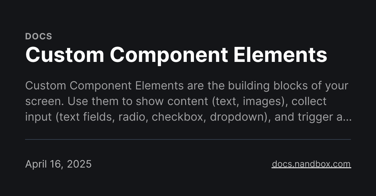 Custom Component Elements
