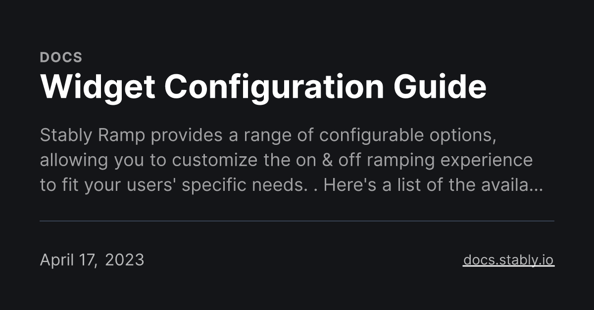 Widget Configuration Guide