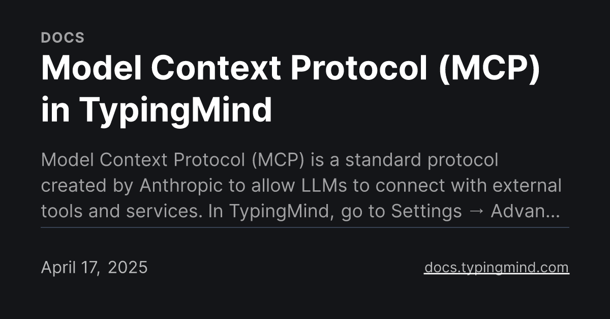 Model Context Protocol (MCP) in TypingMind