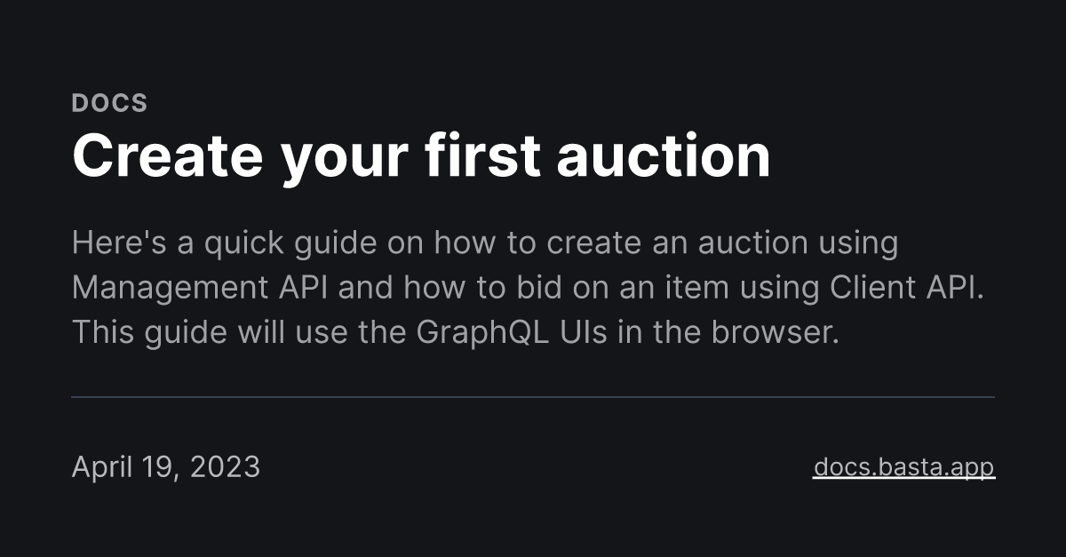 Create your first auction Create your first auction