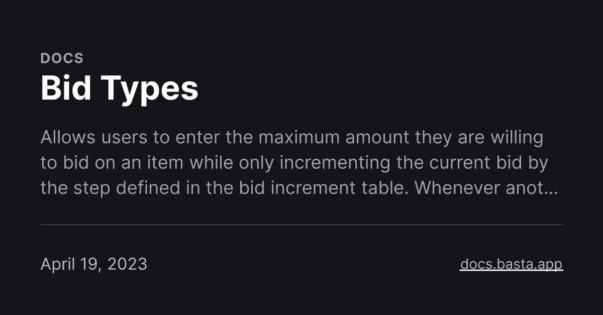 Bid Types