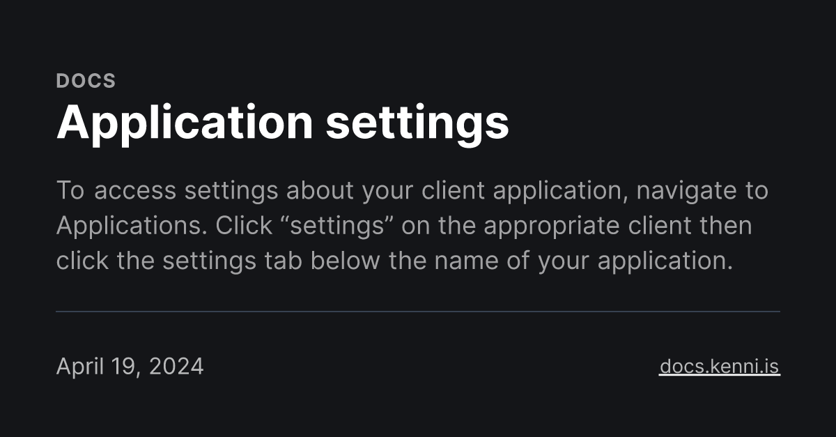Application Settings