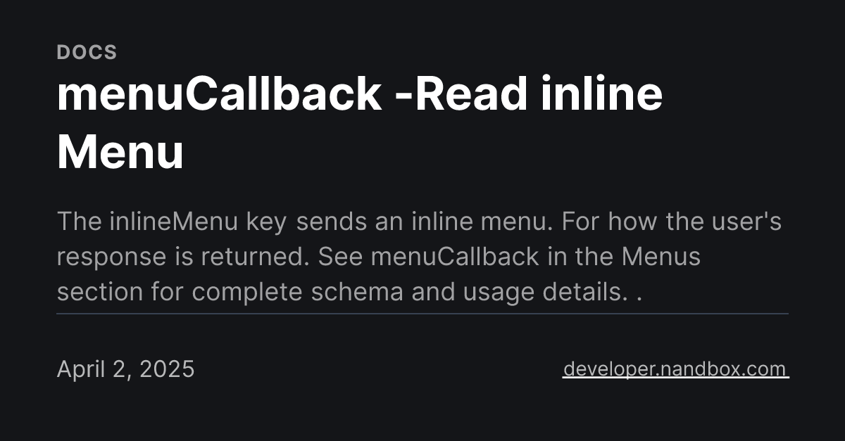 menuCallback -Read inline Menu