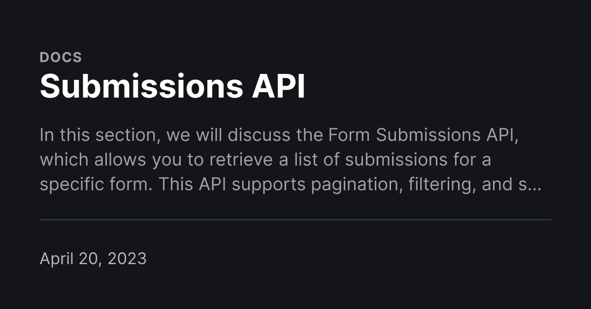 Submissions Api