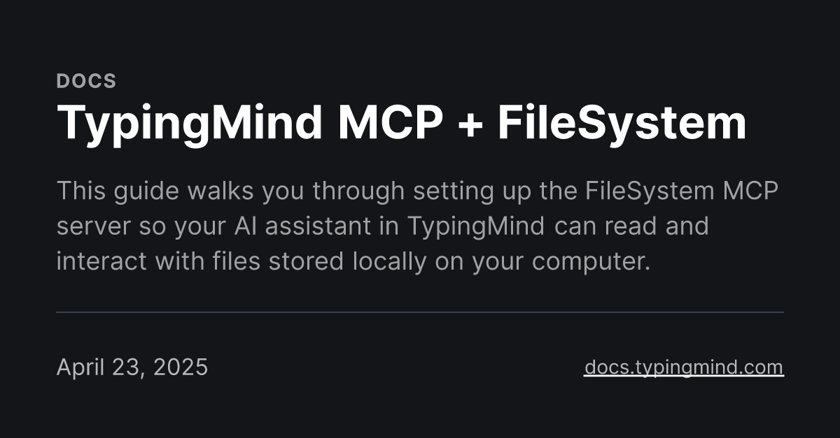 TypingMind MCP + FileSystem