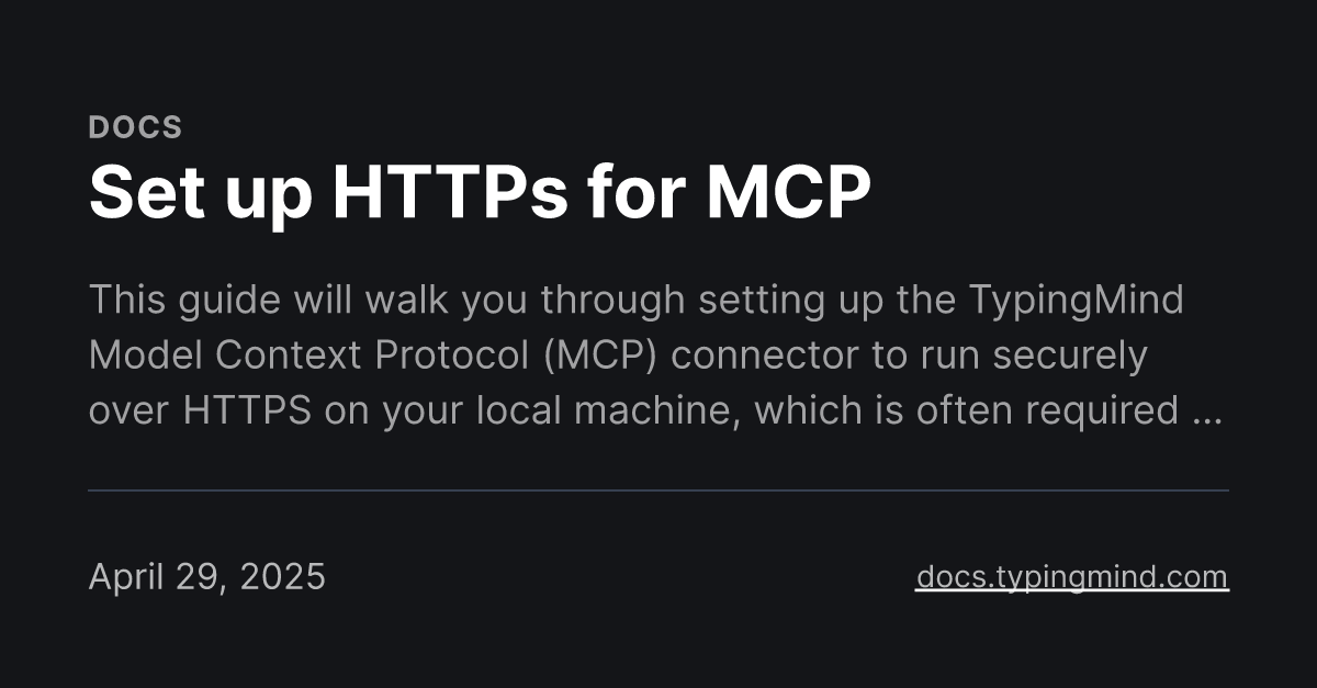 Set up HTTPs for MCP