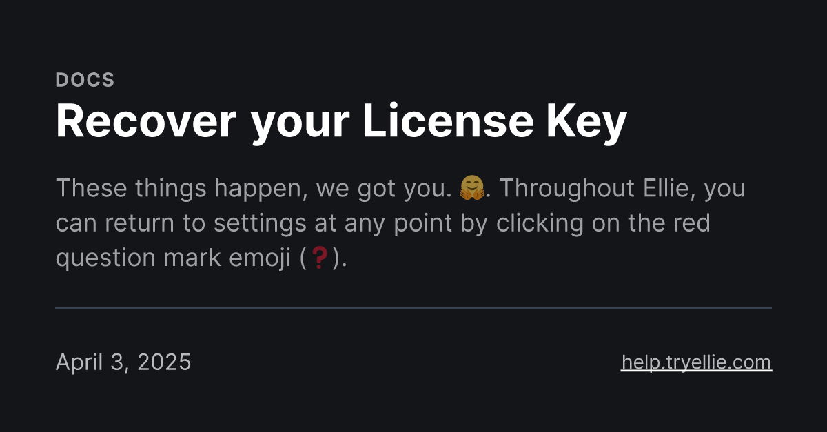 Recover your License Key