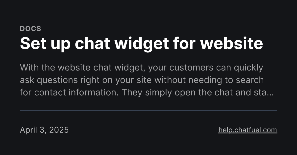 Set up chat widget for website