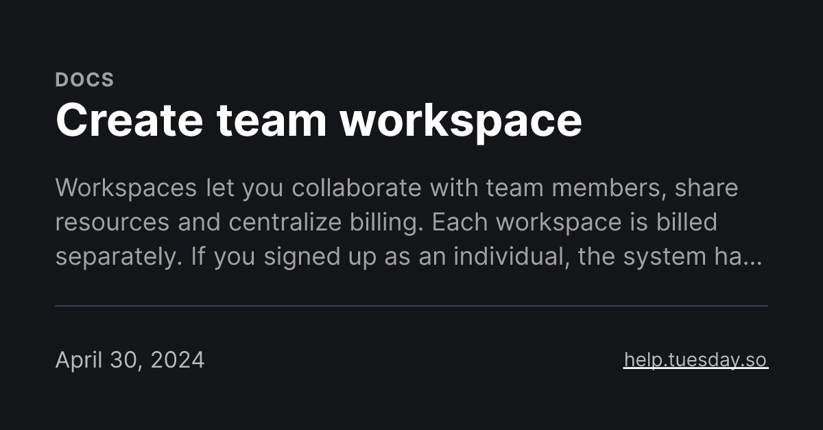 Create team workspace