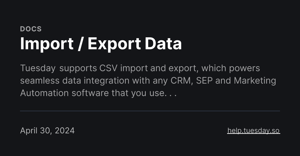 Import / Export Data