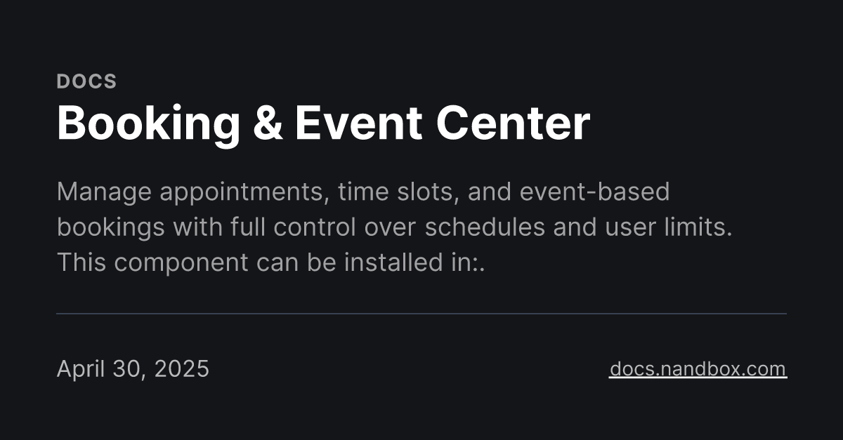 Booking & Event Center