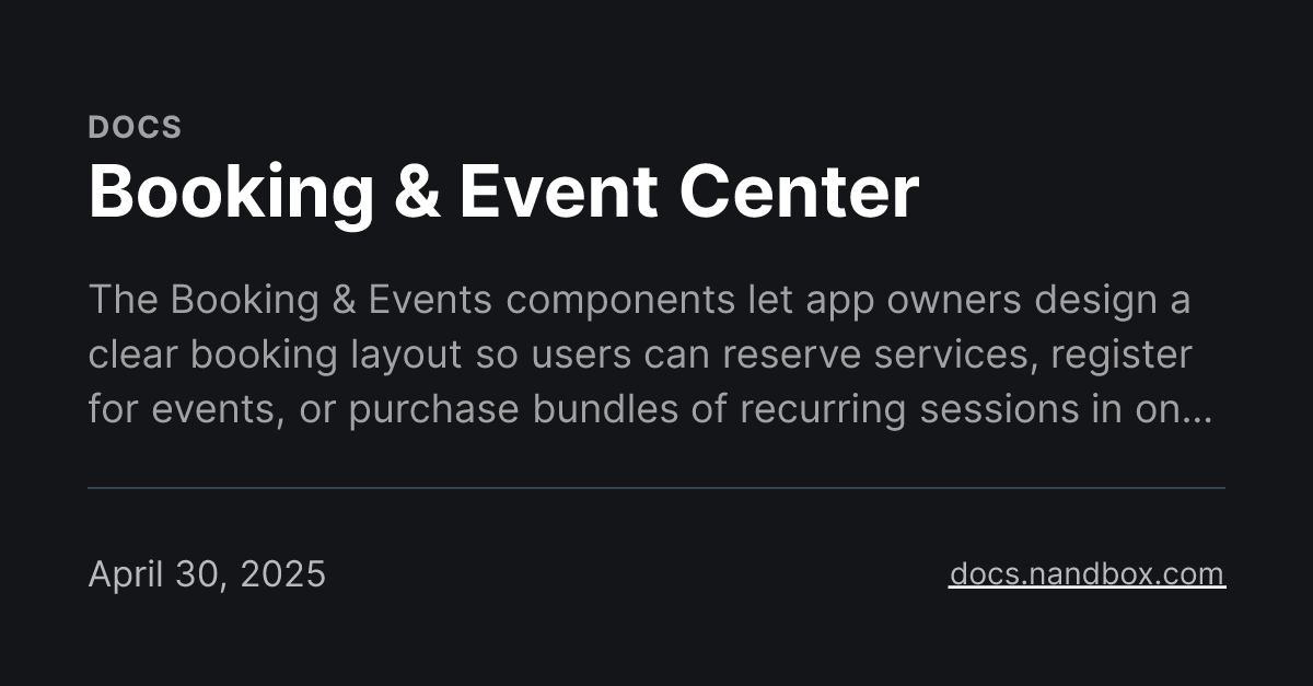 Booking & Event Center