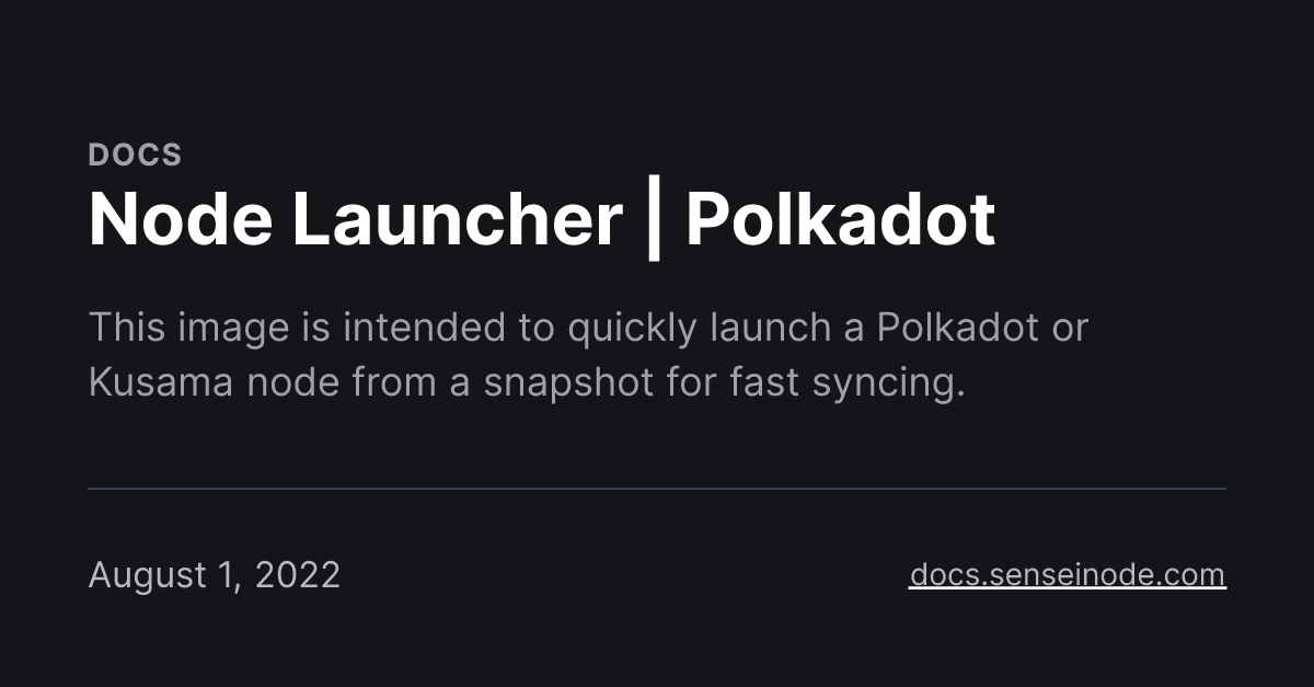 Node Launcher | Polkadot