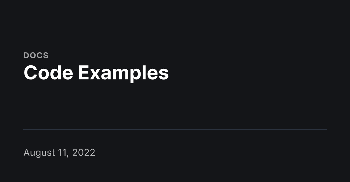Code Examples