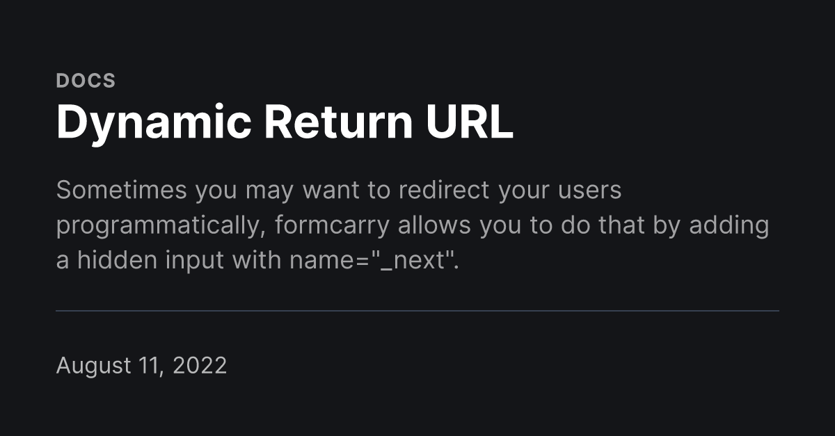 Dynamic Return URL