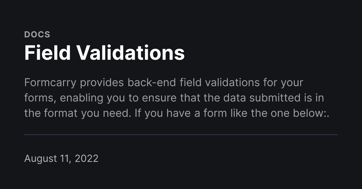 Field Validations