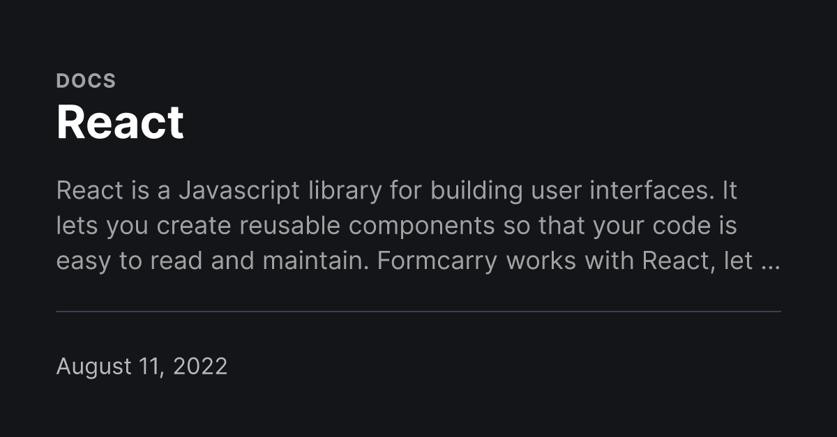 React - Formcarry Documentations
