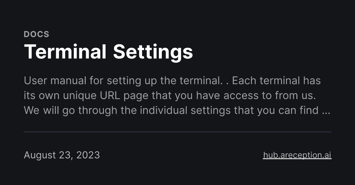 Terminal Settings