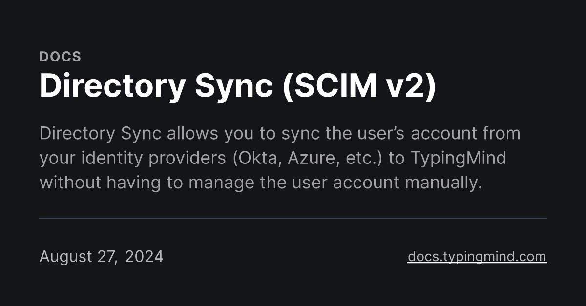 Directory Sync (SCIM v2)