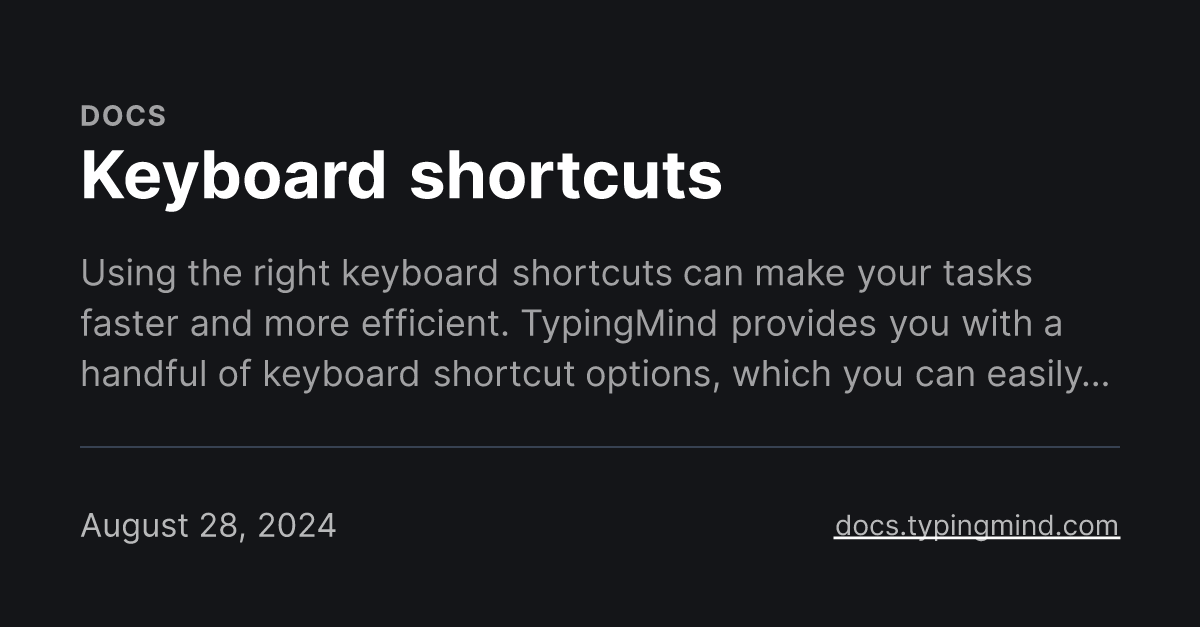 Keyboard shortcuts