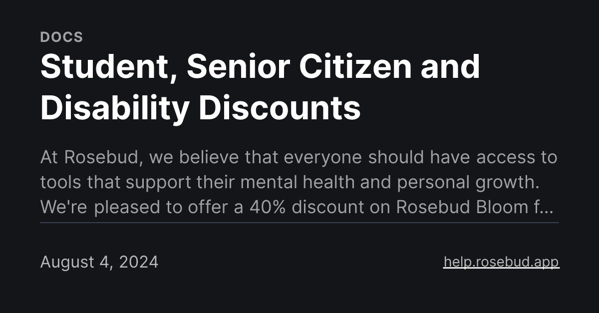 Student, Senior Citizen and Disability Discounts