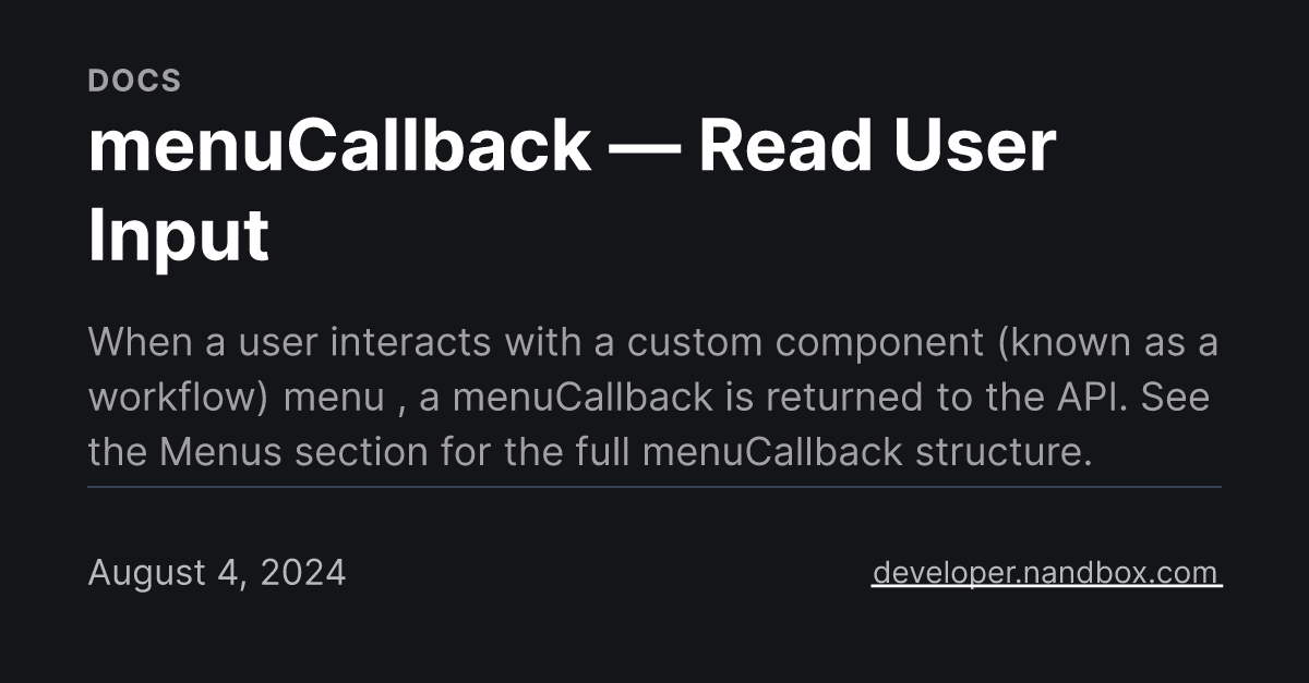 menuCallback — Read User Input