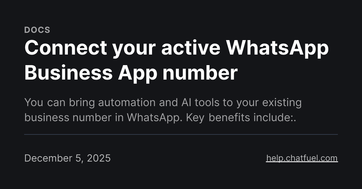 Connect your active WhatsApp Business App number
