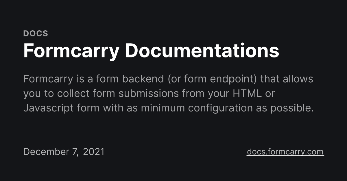 Formcarry Documentations