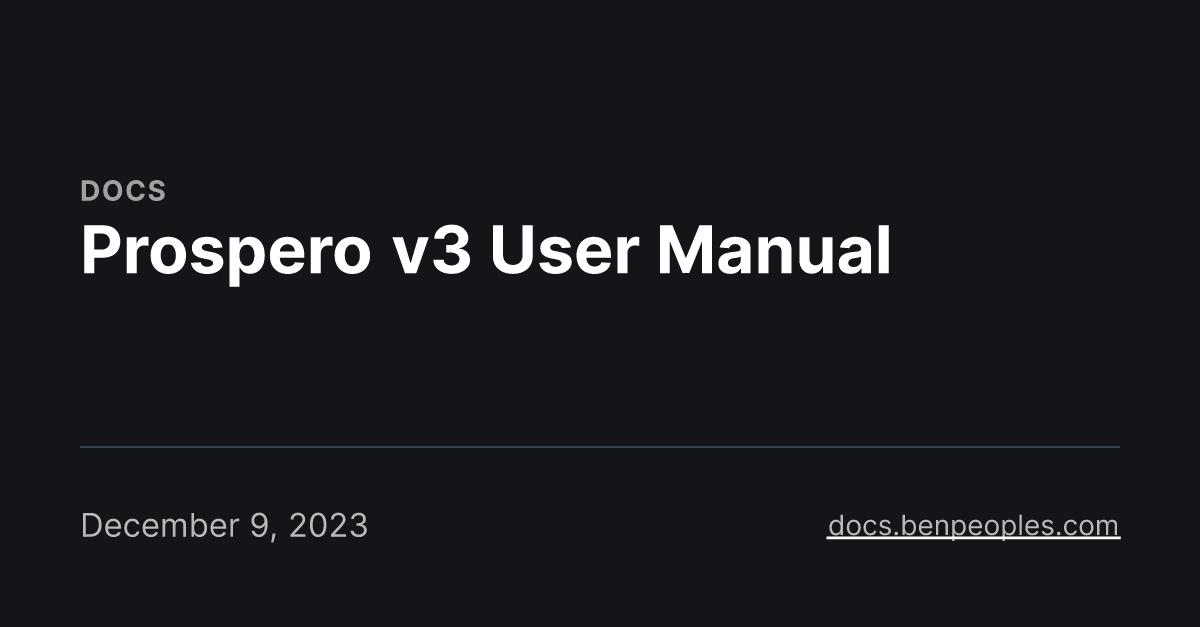 Prospero v3 User Manual